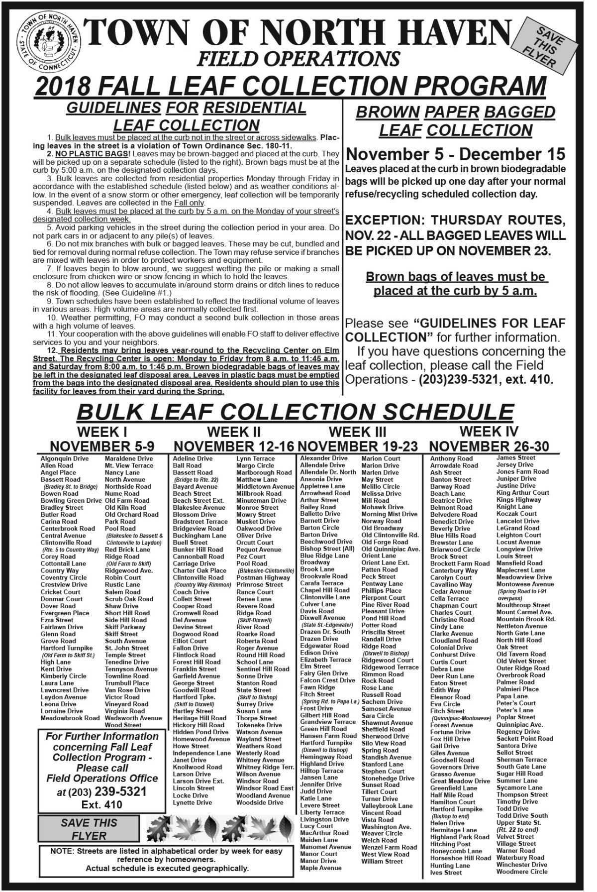 2018 Fall Leaf Collection Program – NORTH HAVEN NEWS